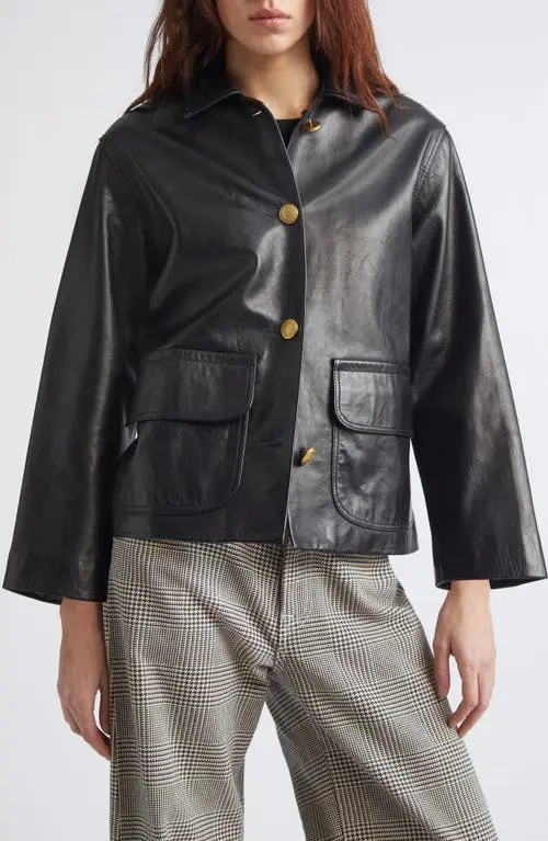 R13 Relaxed Crop Leather Jacket