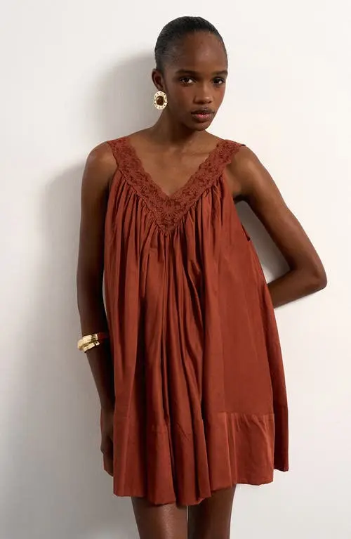 Topshop Sleeveless Lace Trim Mini Dress