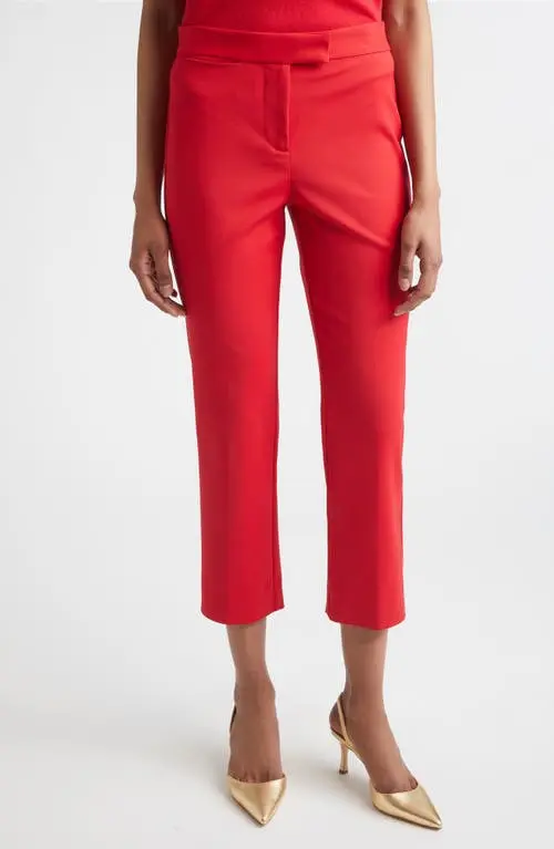 St. John Luxe Twill Crop Pants - Scarlet