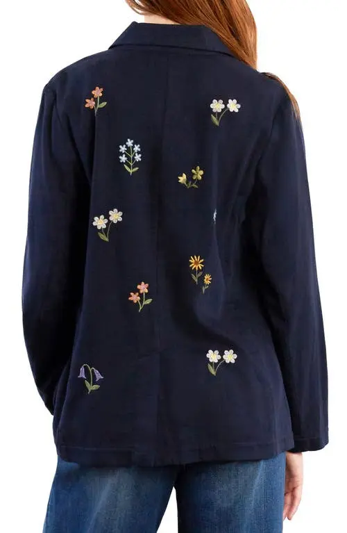 BILLY T Wild Blossom Embroidered Blazer - Navy