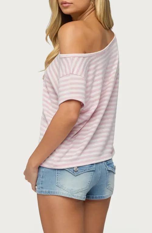 EDIKTED Chanelle Stripe One-shoulder Top