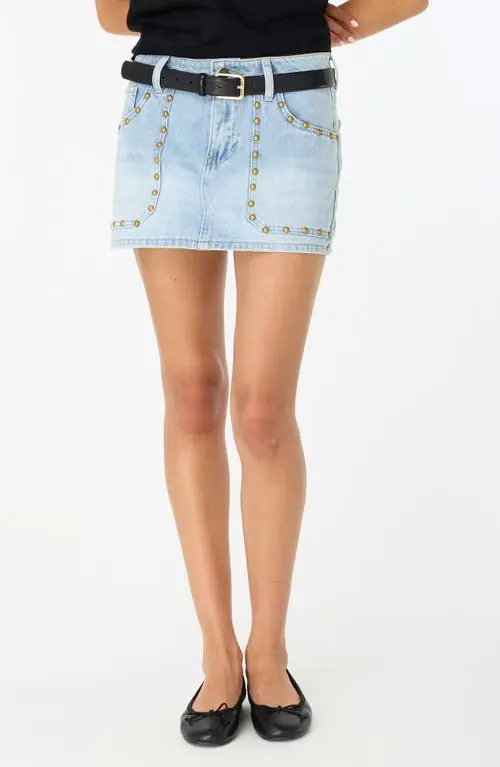 FADE OUT LOUD Kara Studded Denim Miniskirt