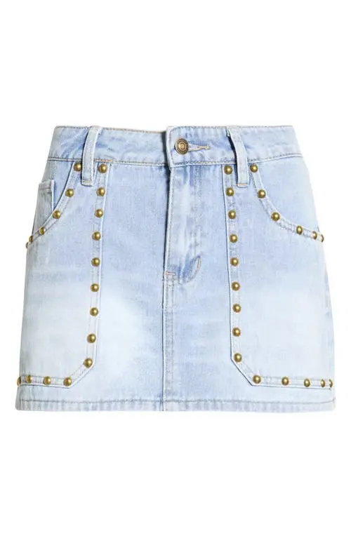 FADE OUT LOUD Kara Studded Denim Miniskirt