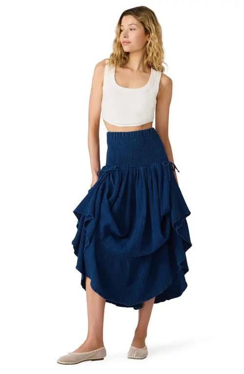 Steve Madden Strapless Smocked Gauze Midi Dress