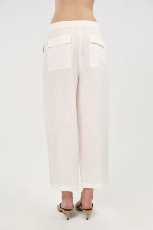 NOCTURNE Linen Drawstring Trousers