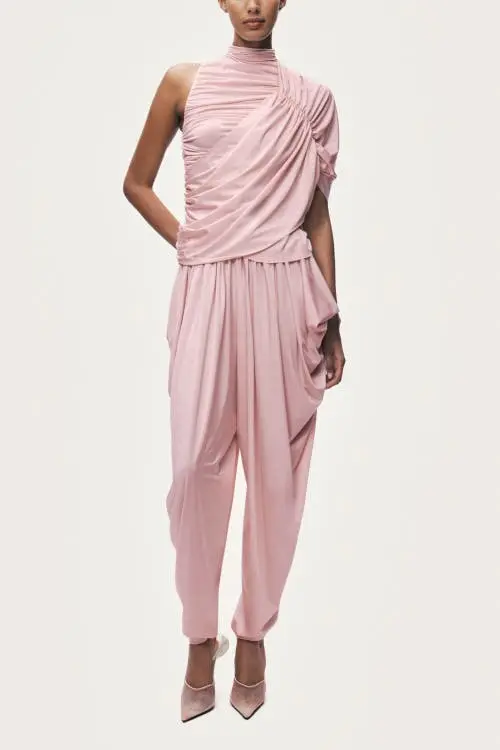 NOCTURNE Asymmetric Sleeve Draped Blouse