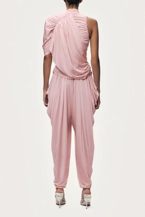 NOCTURNE Asymmetric Sleeve Draped Blouse