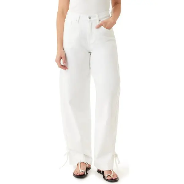 Habitual Drapey Relaxed High Waist Barrel Leg Jeans - White