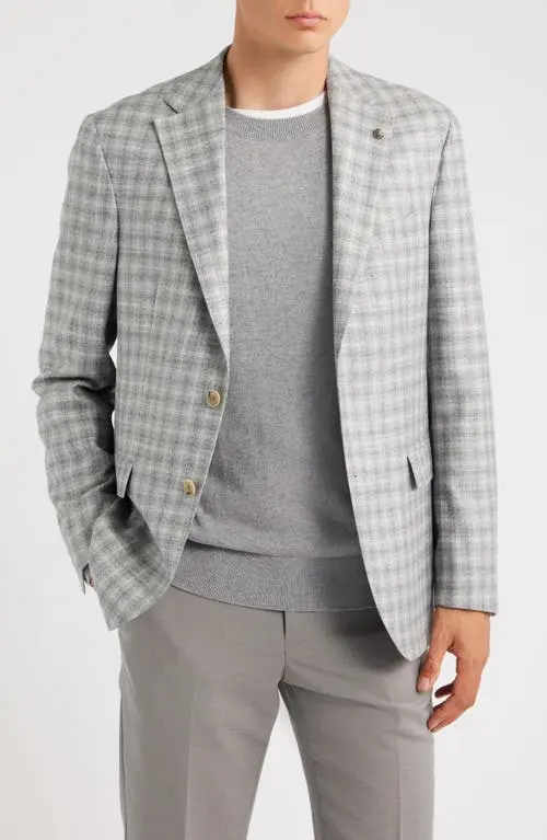 JACK VICTOR Midland Windowpane Sport Coat - Light Grey