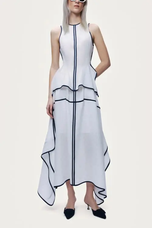 NOCTURNE Contrast Trim Asymmetric Hem Skirt