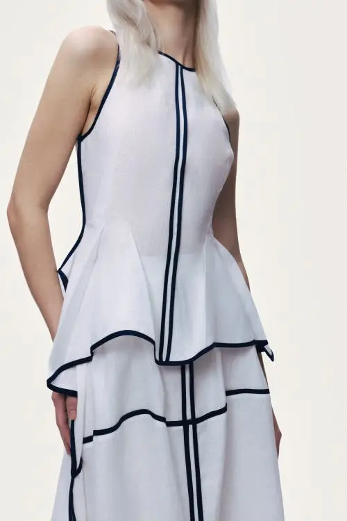 NOCTURNE Contrast Trim Asymmetric Hem Skirt