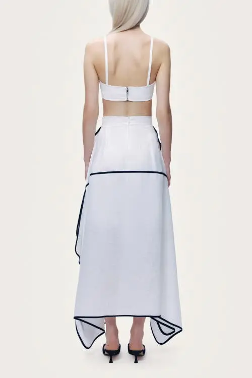 NOCTURNE Contrast Trim Asymmetric Hem Skirt