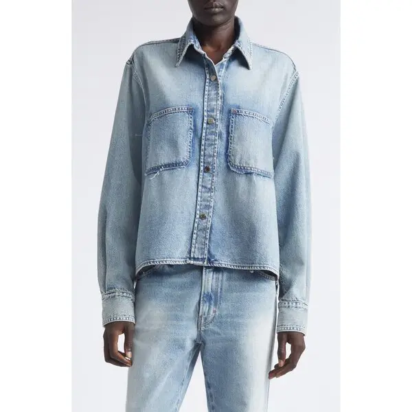HAIKURE Emma Distressed Denim Shirt Jacket