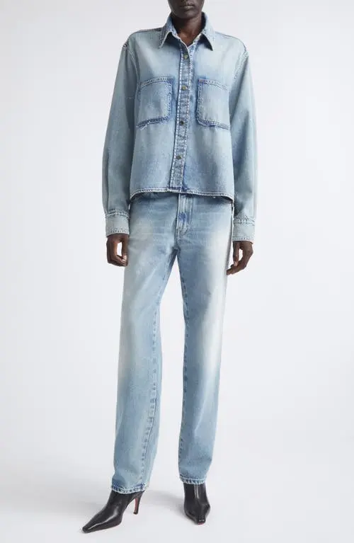 HAIKURE Emma Distressed Denim Shirt Jacket