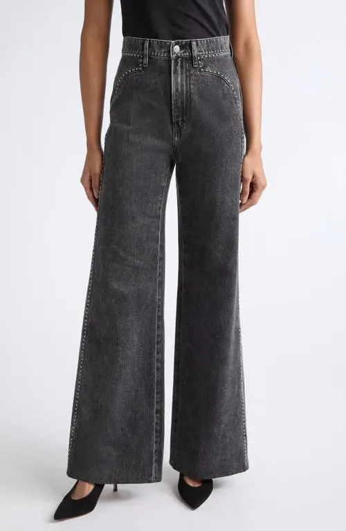 Veronica Beard Grant Studded High Waist Wide Leg Jeans - Tornado