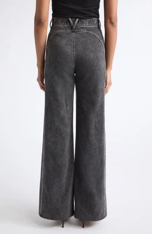 Veronica Beard Grant Studded High Waist Wide Leg Jeans
