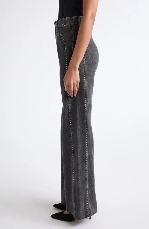 Veronica Beard Grant Studded High Waist Wide Leg Jeans