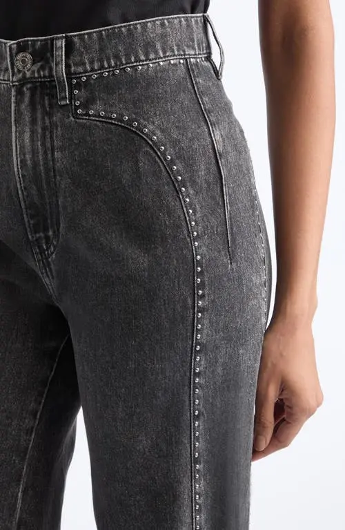 Veronica Beard Grant Studded High Waist Wide Leg Jeans