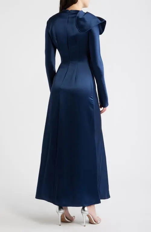 Acler Ramwark Long Sleeve Satin Gown