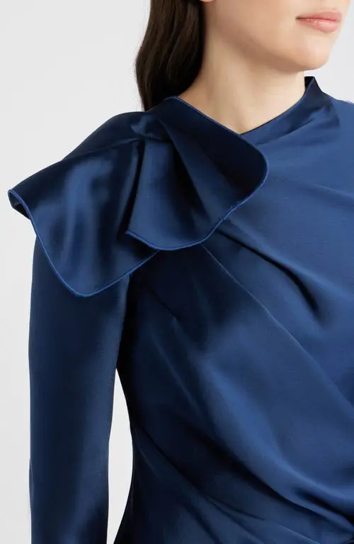 Acler Ramwark Long Sleeve Satin Gown