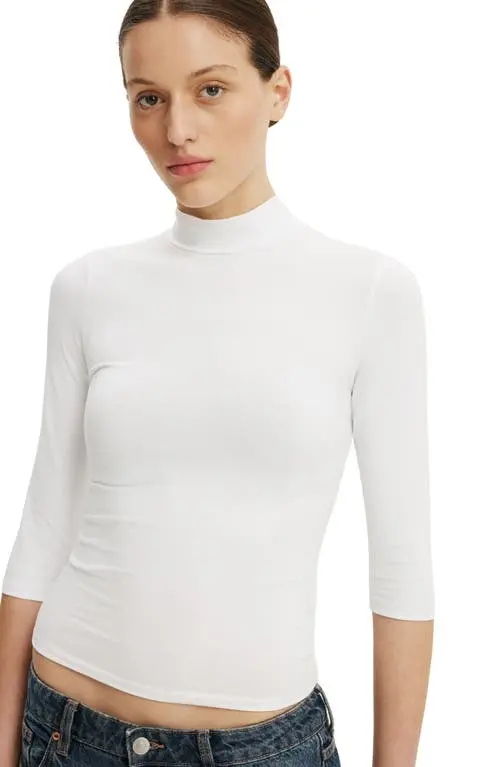 COTTON ON 90s Mock Neck 3/4 Sleeve