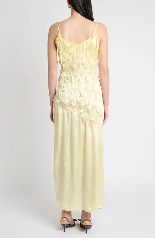 MUSE ASSEMBLY Shirred Crushed Satin Midi Dress