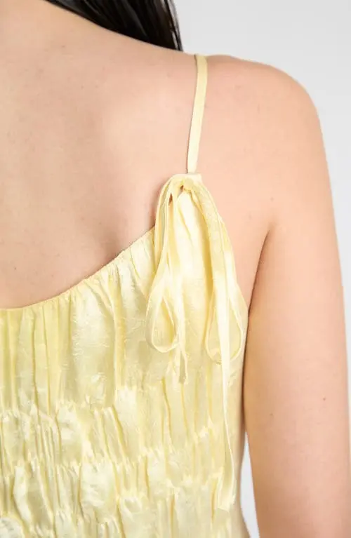 MUSE ASSEMBLY Shirred Crushed Satin Midi Dress