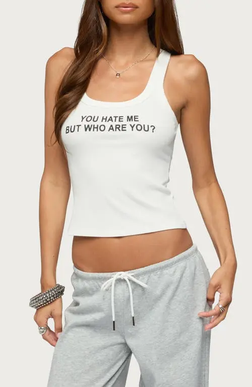 EDIKTED Who Are You Rib Tank - White