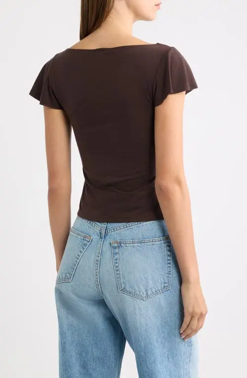 REFORMATION Jensen Flutter Sleeve Boat Neck Top - Mole