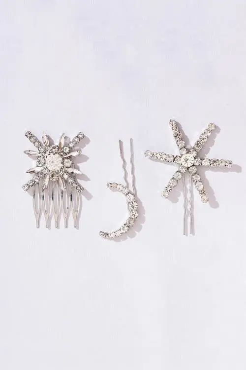 HAIR DRAMA CO Set Of 3 Celestial Crystal Hair Pins