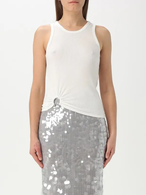 Rabanne Ribbed Tank With Ring Detail - White
