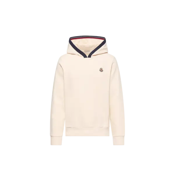 Moncler Brushed Cotton Logo Hoodie - Beige