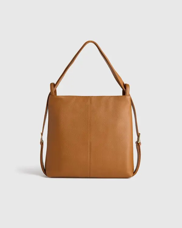 Quince Maeve Convertible Leather Backpack - Cognac