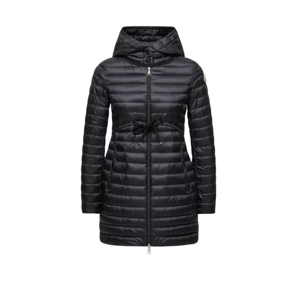 Moncler Barbel Hooded Fit & Flare Long Down Jacket - Black