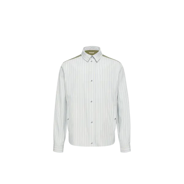 Moncler Striped Cotton Poplin Shirt - Blue