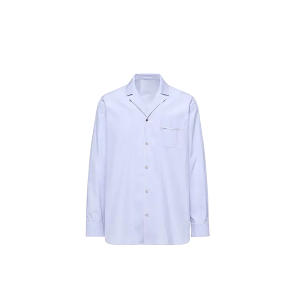 Moncler Fil-à-fil Cotton Long Sleeve Shirt - Blue