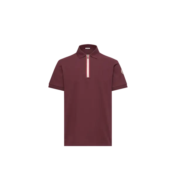 Moncler Tricolor-trimmed Cotton Polo Shirt - Red