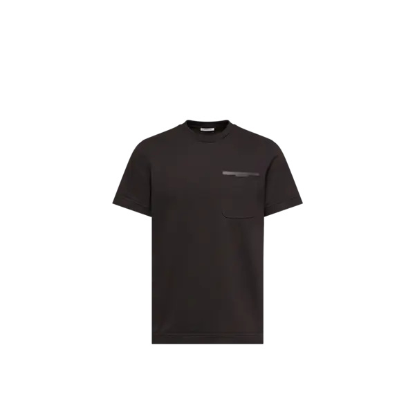 Moncler Leather-trimmed Cotton T-shirt - Black