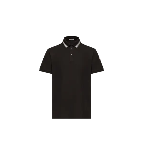 Moncler Cotton Piquet Polo Shirt - Black