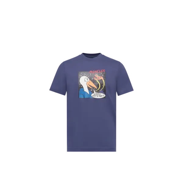 Moncler Space Monduck Cotton T-shirt - Blue