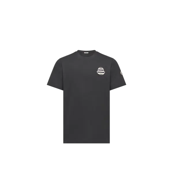 Moncler Striped Logo Cotton Jersey T-shirt - Blue