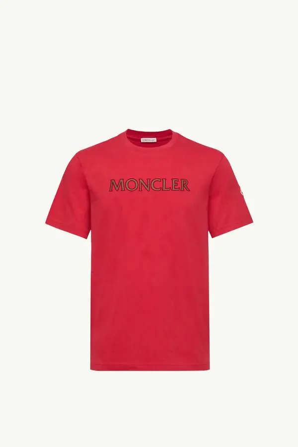 Moncler Logo Print Cotton T-shirt - Red