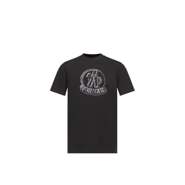 Moncler Sketch Embroidered Logo Cotton T-shirt - Black