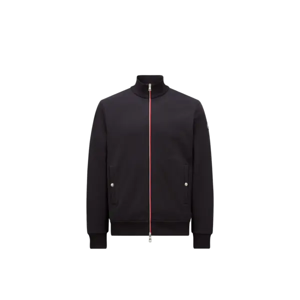 Moncler Tricolor-trimmed Cotton Zip-up Sweatshirt - Blue