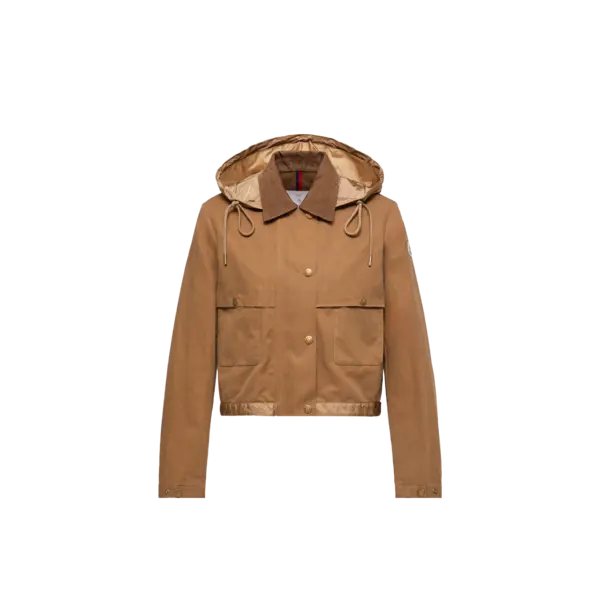 Moncler Aconitum Hooded Cotton & Linen Blend Shirt Jacket - Brown
