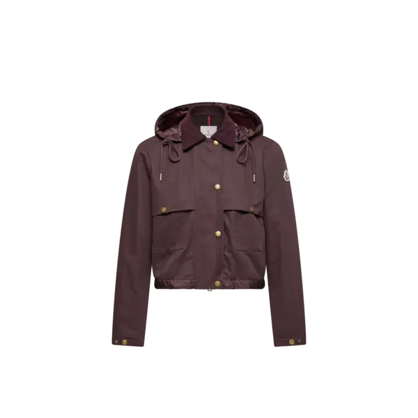 Moncler Aconitum Hooded Cotton & Linen Blend Shirt Jacket - Red