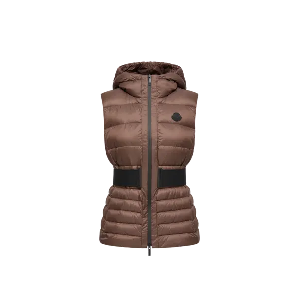 Moncler Melia Hooded Down Vest - Brown