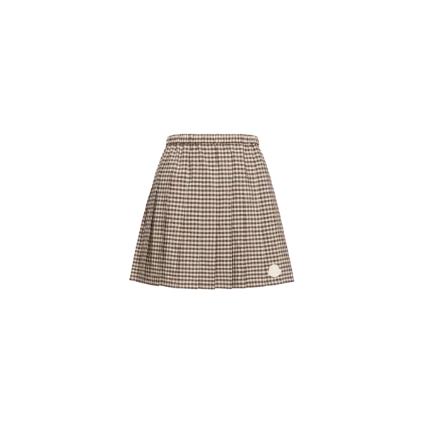 Moncler Vichy Cotton Blend Pleated Mini Skirt - Multicolor
