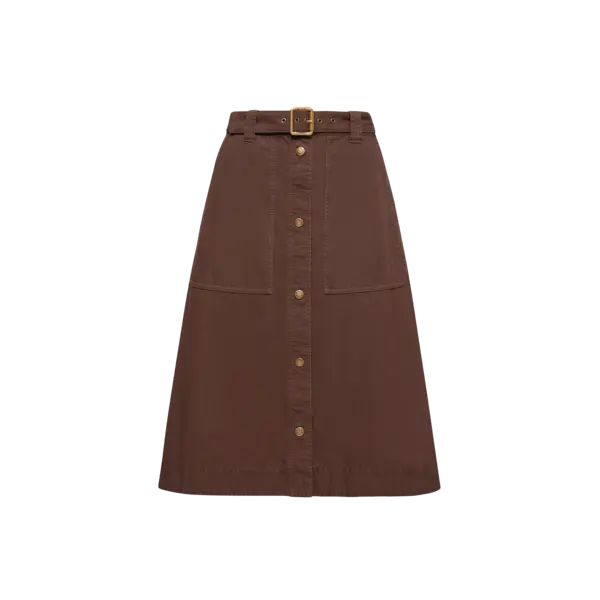 Moncler Belted Knee-length Cotton Skirt - Red