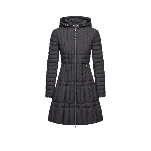 Moncler Menthelong Vertical-quilted Hooded Down Jacket - Black